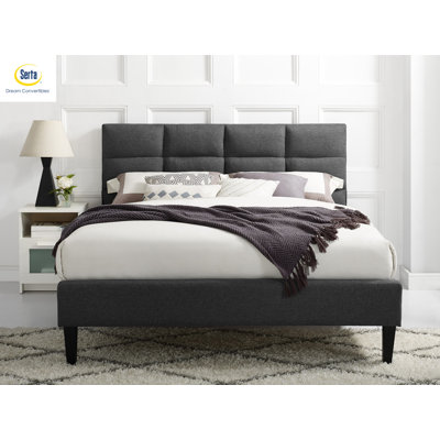 Serta Francis Upholstered Platform Bed Color Gray Size Queen